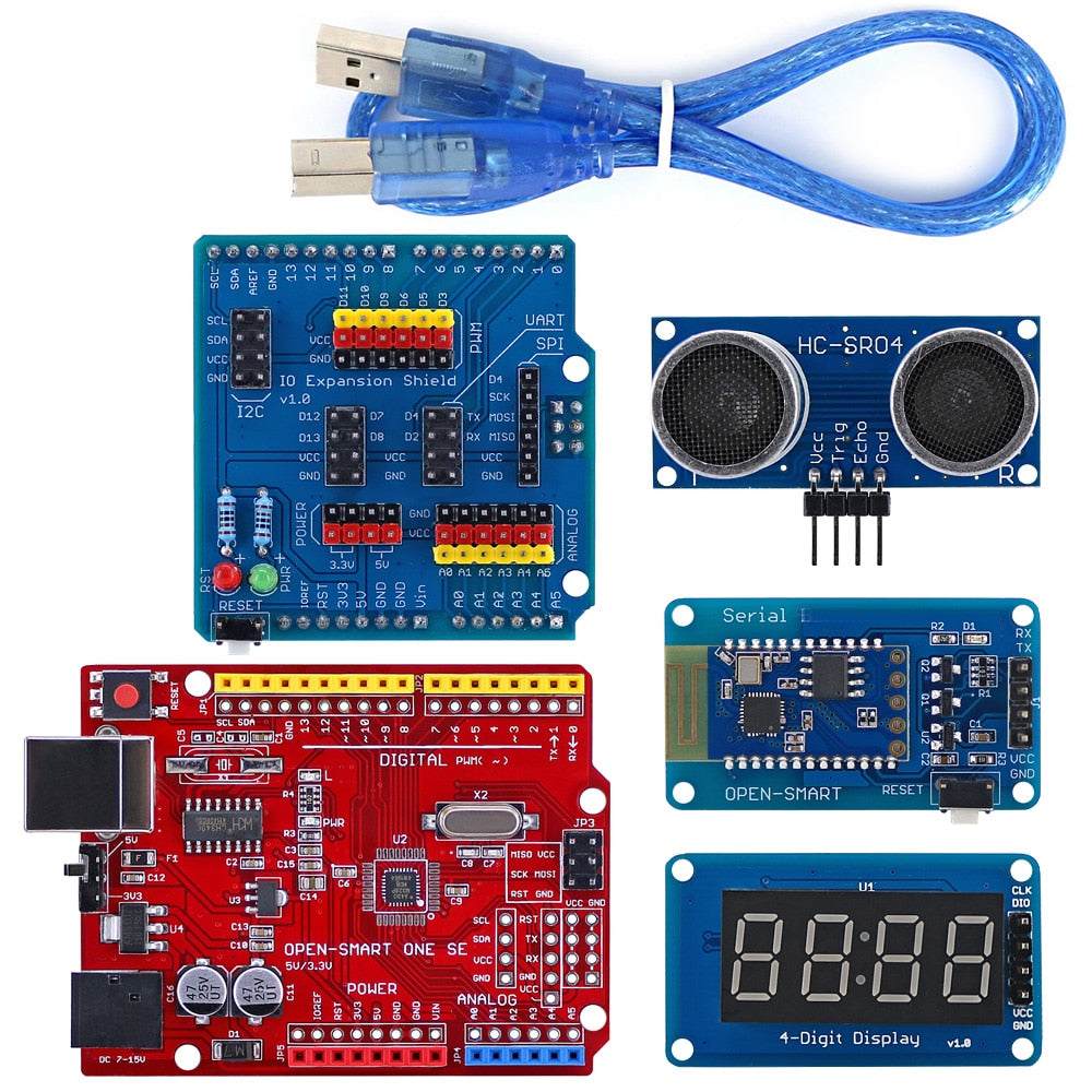 4WD Smart Car Kit Serial Bluetooth-compatible Control Rubber Wheel Gea ...