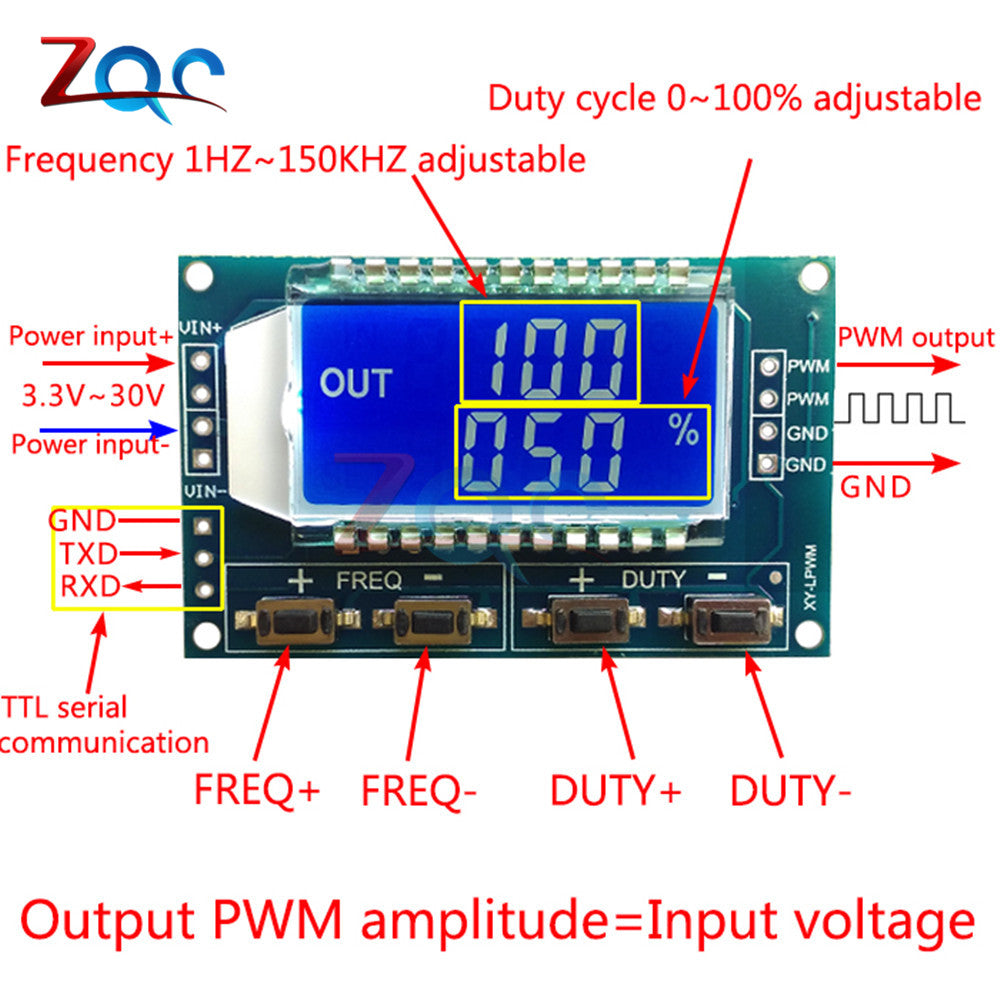 Signal Generator PWM Pulse Frequency Duty Cycle Adjustable Module LCD ...