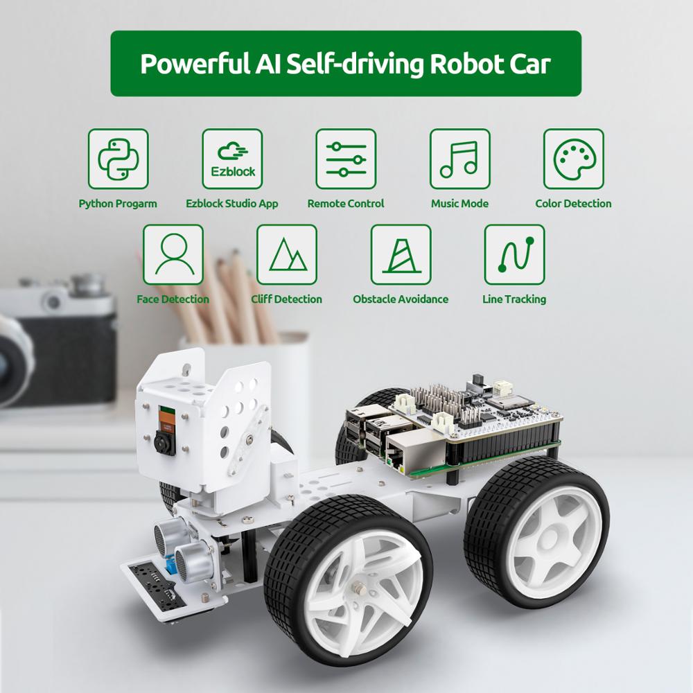 SunFounder Raspberry Pi Smart Video Robot Car Kit,Support Ezblock visu ...