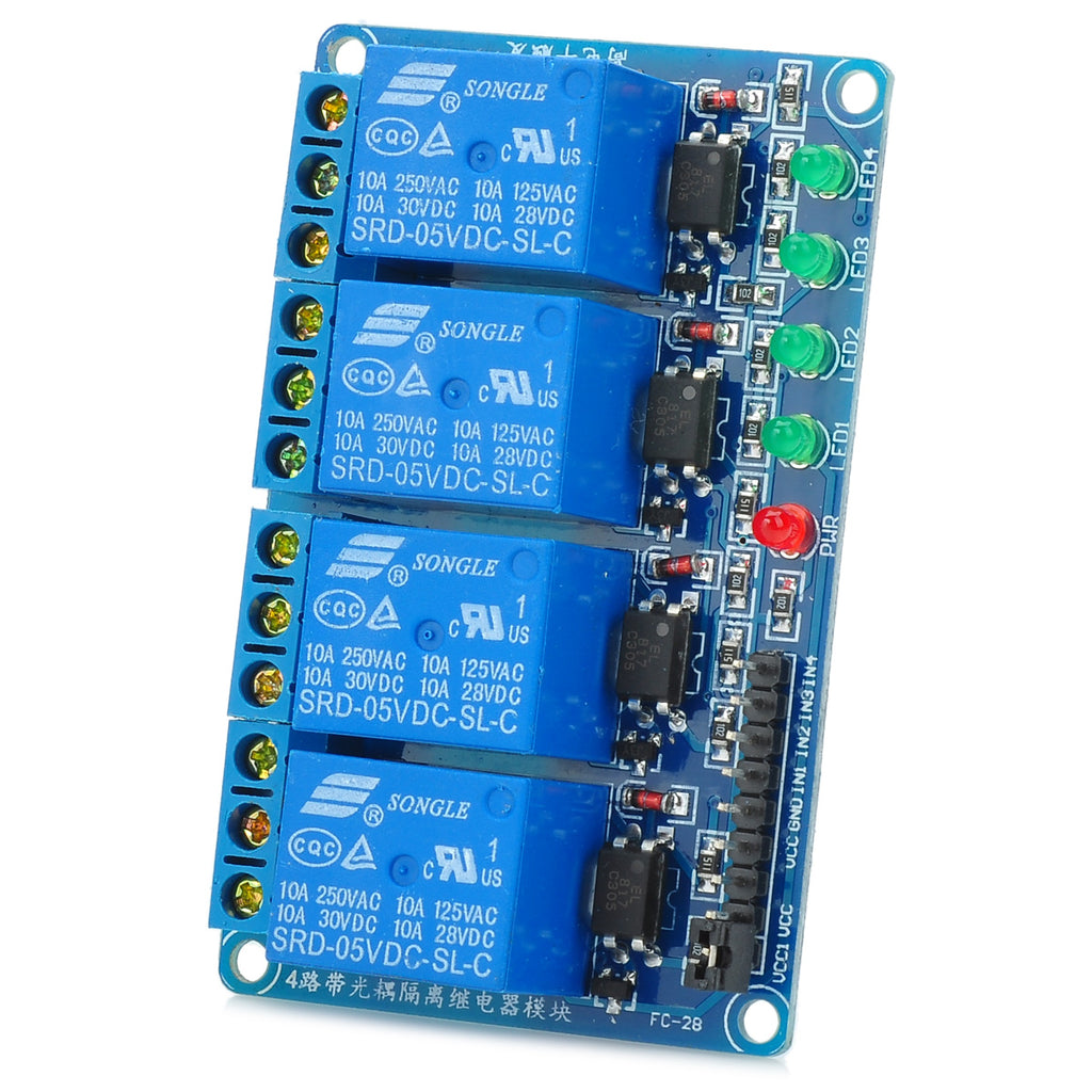 4-Channel 5V Optocoupler Isolation Relay Module w/ Trigger - Blue – pfdeal