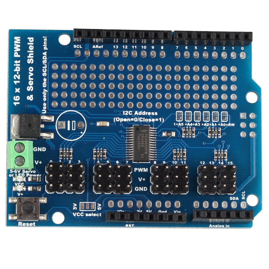 16-Channel 12-bit PWM Servo Motor Driver I2C Shield Board – pfdeal