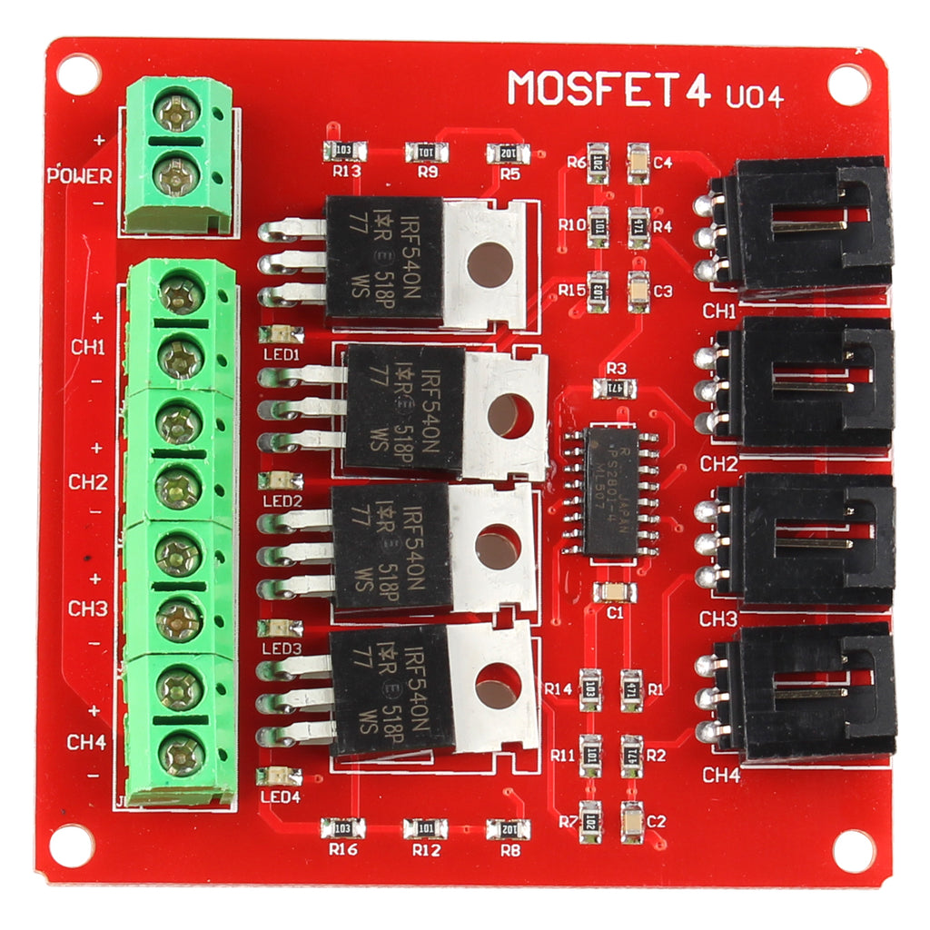 Four Channel MOSFET Button IRF540 V2.0+ MOSFET Switch Module - Red – pfdeal