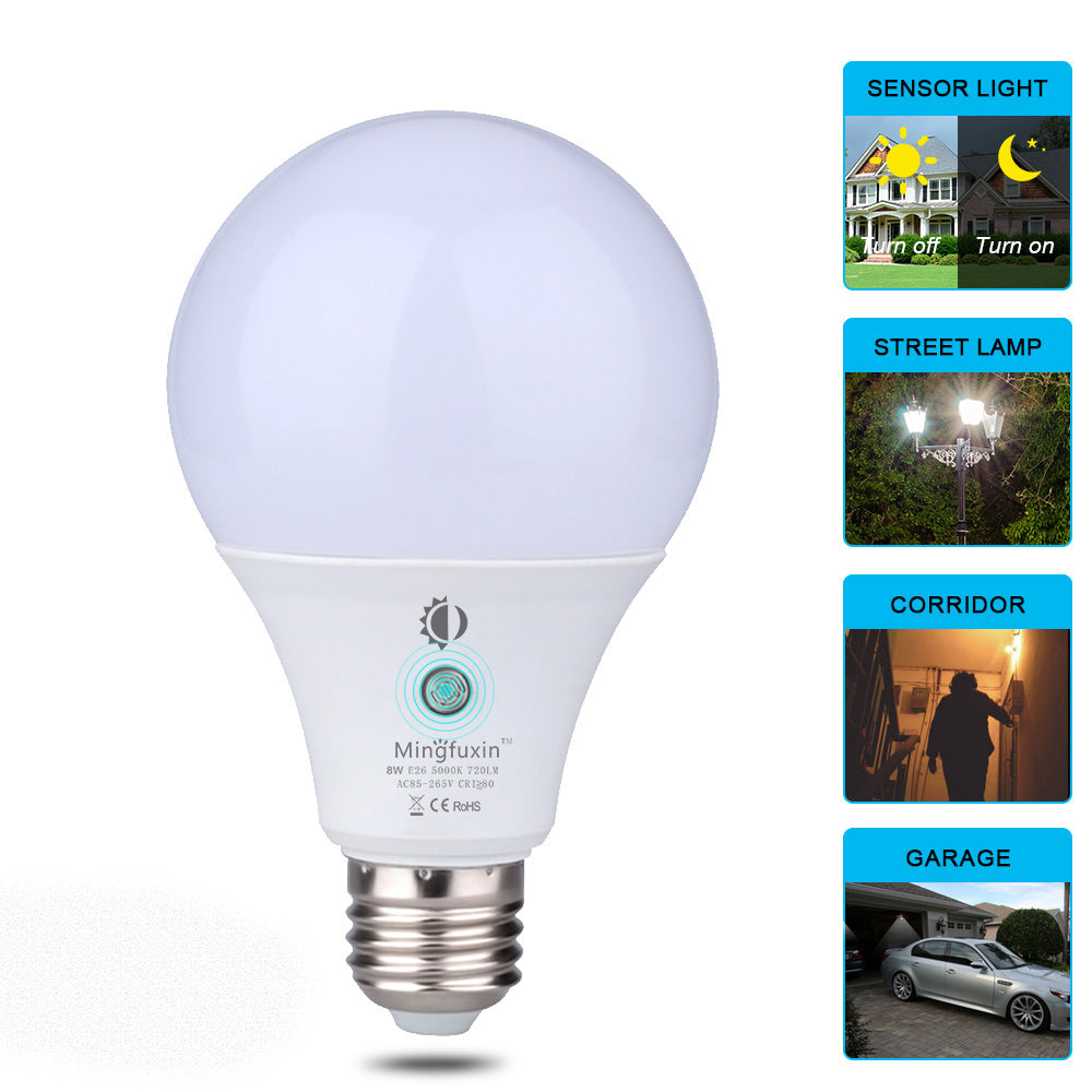 MIFXION Sensor Light Bulb, 360 Degree Dusk to Dawn A19 8W E27 Bulb Lam ...